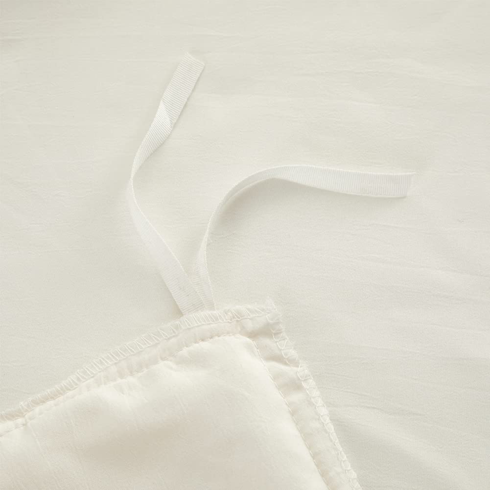 AiMay 2 Piece Duvet Cover Set Twin Size(1 Duvet Cover + 1 Pillow Shams) Bedding Sets Super Soft 100% Double Brushed Microfiber Boho Ball Fringe Breathable Skin-Friendly (White, Twin)