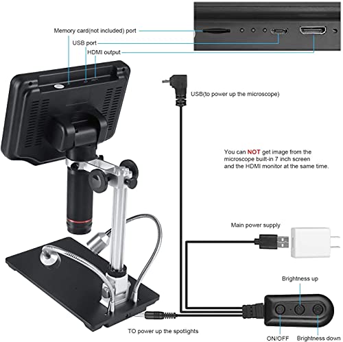 HDMI Digital Microscope LINKMICRO LM407 7'' LCD Digital Microscope for Adults 270X Soldering Microscope with Screen 1080P Photo&Video Metal Stand UV Filter for PCB Repair SMD Soldering