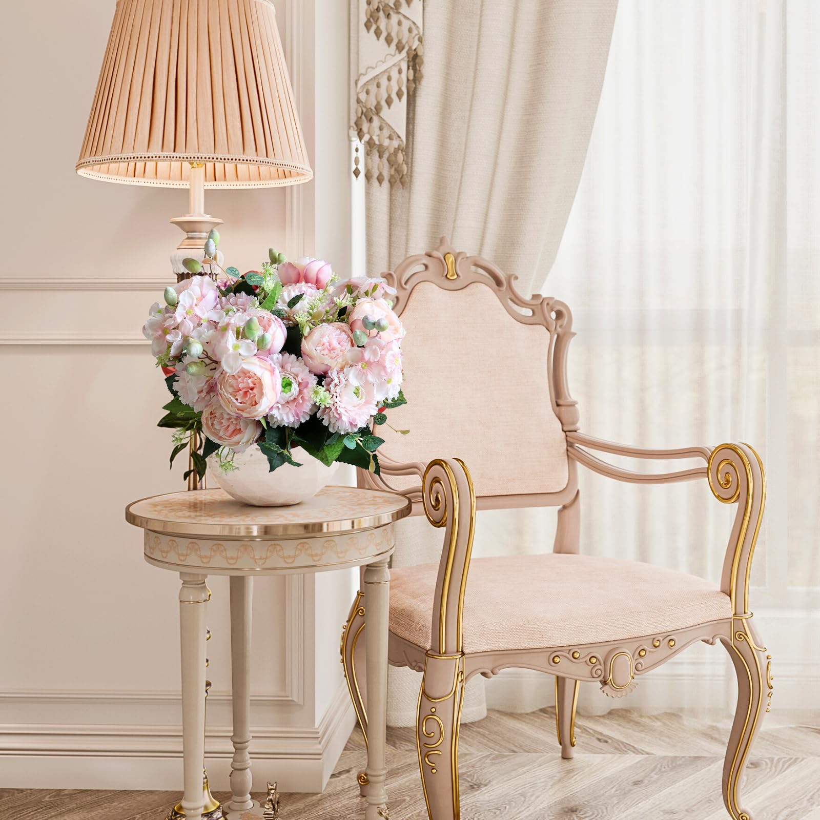 ASTRYAS Artificial Flowers, 2 Pcs Pink Peonies Fake Peony Flowers Light Pink Silk Peonies Arrangements for Home Office Party Wedding Decoration