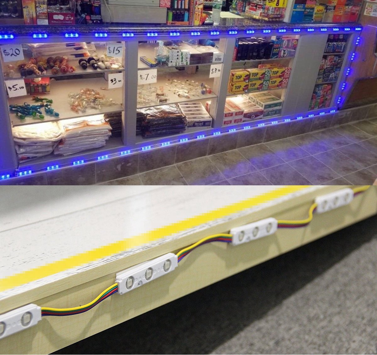 20FT Waterproof Colorful 5050 3 LED Light Module 12V RGB 120 LEDs With Remote Controller Power Plug for Outdoor Led StoreFront Signage Lighting