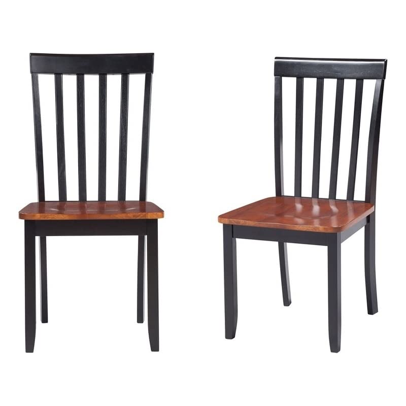 BOWERY HILL 18'' Farmhouse Wood Dining Chair in Black/Cherry (Set of 2)