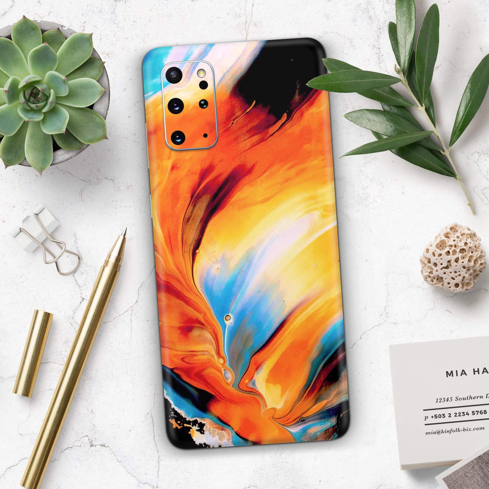 DesignSkinz Liquid Abstract Paint V1 Protective Vinyl Decal Wrap Skin Cover Compatible with The Samsung Galaxy S20 (Screen Trim & Back Glass Skin)