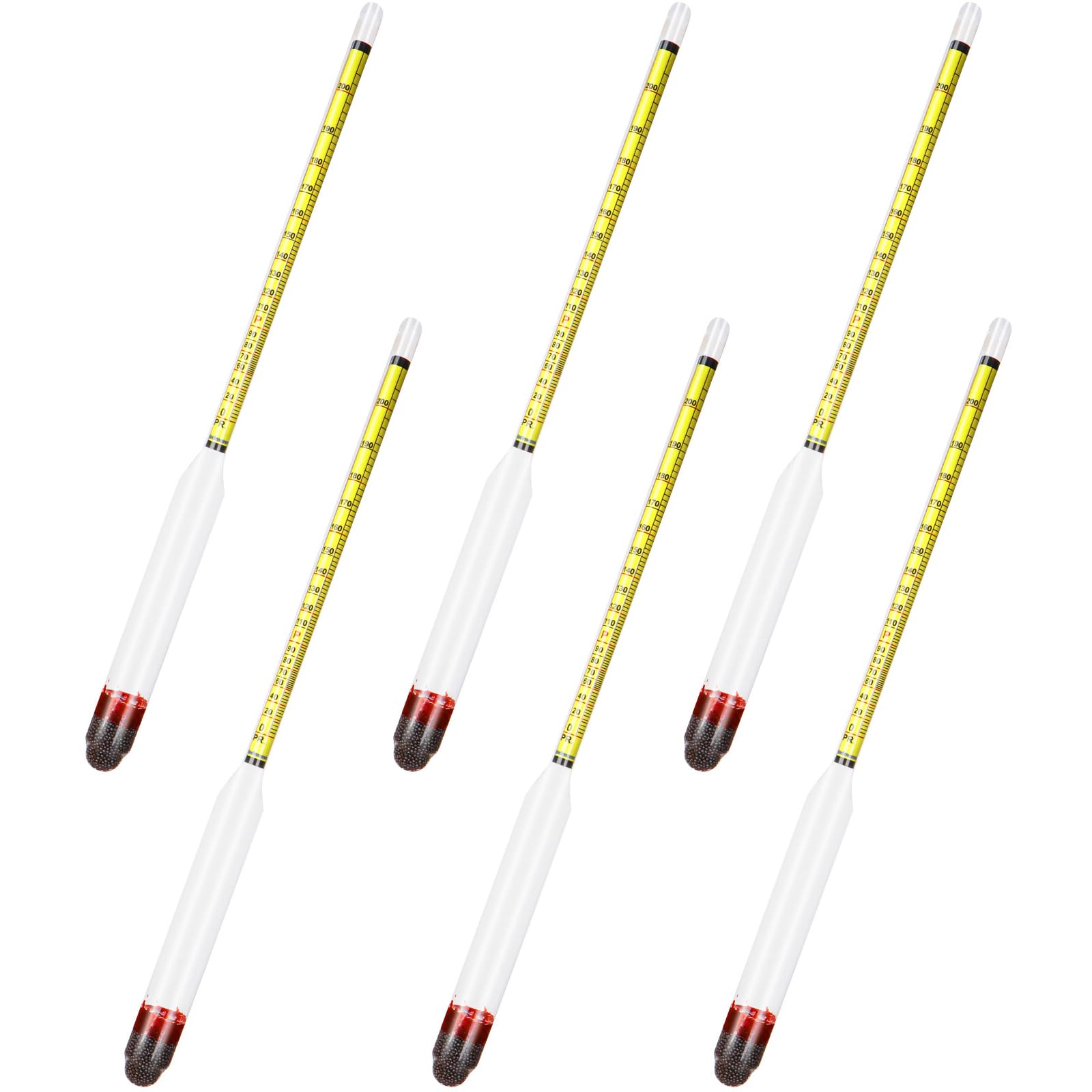 6 Pcs Alcohol Hydrometer 0-200 Proof and Tralle Hydrometer Alcohol Digital Accurate Alcohol Proof Tester for Liquor Wine Brew Beer and Distilling Moonshine Alcoholmeter