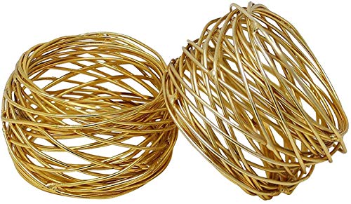 ARN CRAFTS Golden Round Mesh Napkin Rings- Set of 12 for Weddings Dinner Parties or Every Day Use …CW-6-12