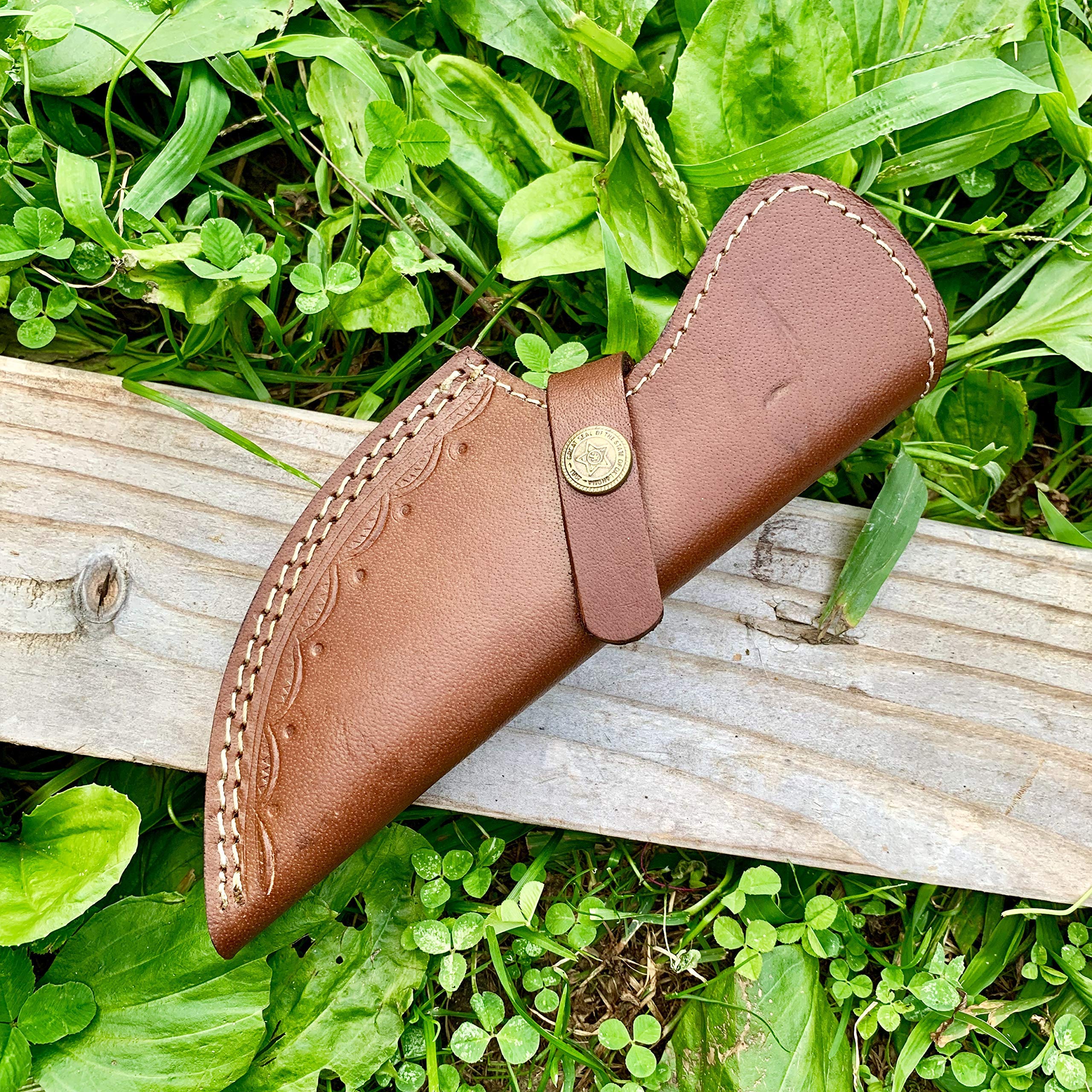 7" long custom handmade leather sheath fits up to 4" cutting blade knife