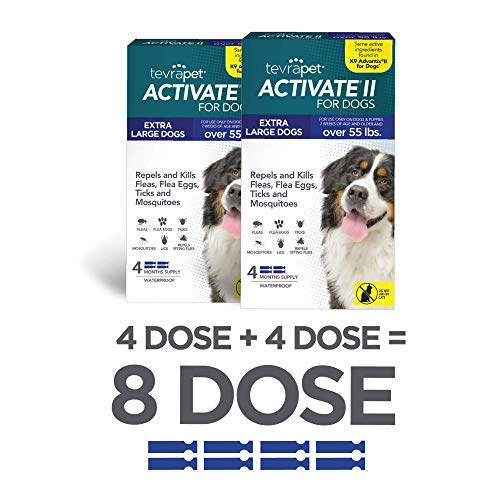 Activate II Flea and Tick Prevention for Dogs, XL Dogs 55+ lbs, Fast Acting Flea Drops, 8 Count