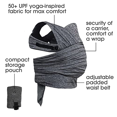 Boppy Baby Carrier- Adjustable ComfyFit, Heathered Gray, Hybrid Wrap with New Adjustable Arm Straps to Fit More Bodies, 3 Carrying Positions, 0m+ 8-35lbs, Soft Yoga-Inspired Fabric with Storage Pouch