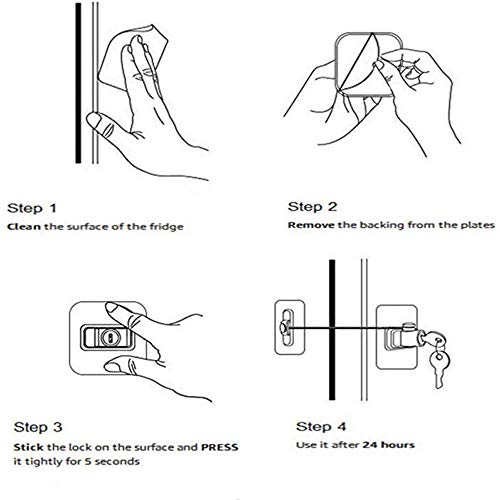 VOCOMO Refrigerator Lock, 2.8’’x2.8’’ Fridge Lock with Keys, Freezer Lock and Child Safety Cabinet Lock with Strong Adhesive (2 Pack)