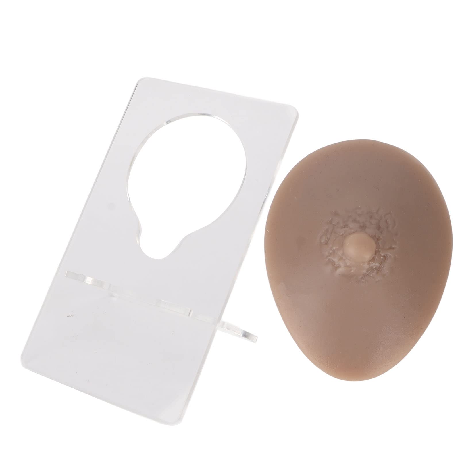 3D Nipple Model, Single Soft Silicone Elastic Simulation Reusable Model with Holder, Simulation Soft Flexible Nipple Display Props for Body Piercing Practice and Jewelry Display (Light Skin Colour)