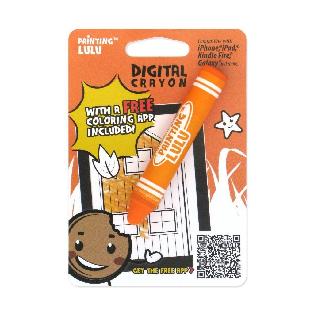 Best Stylus for Kids - Fun Crayon Stylus Pen. Orange Kids Stylus for iPad, Tablets and Touch Screens