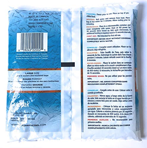 Cryopak Reusable Soft Ice Packs - Pack of 2 Large Size Ice Packs For Lunch Boxes, Coolers and More - Hot and Cold - GREAT VALUE
