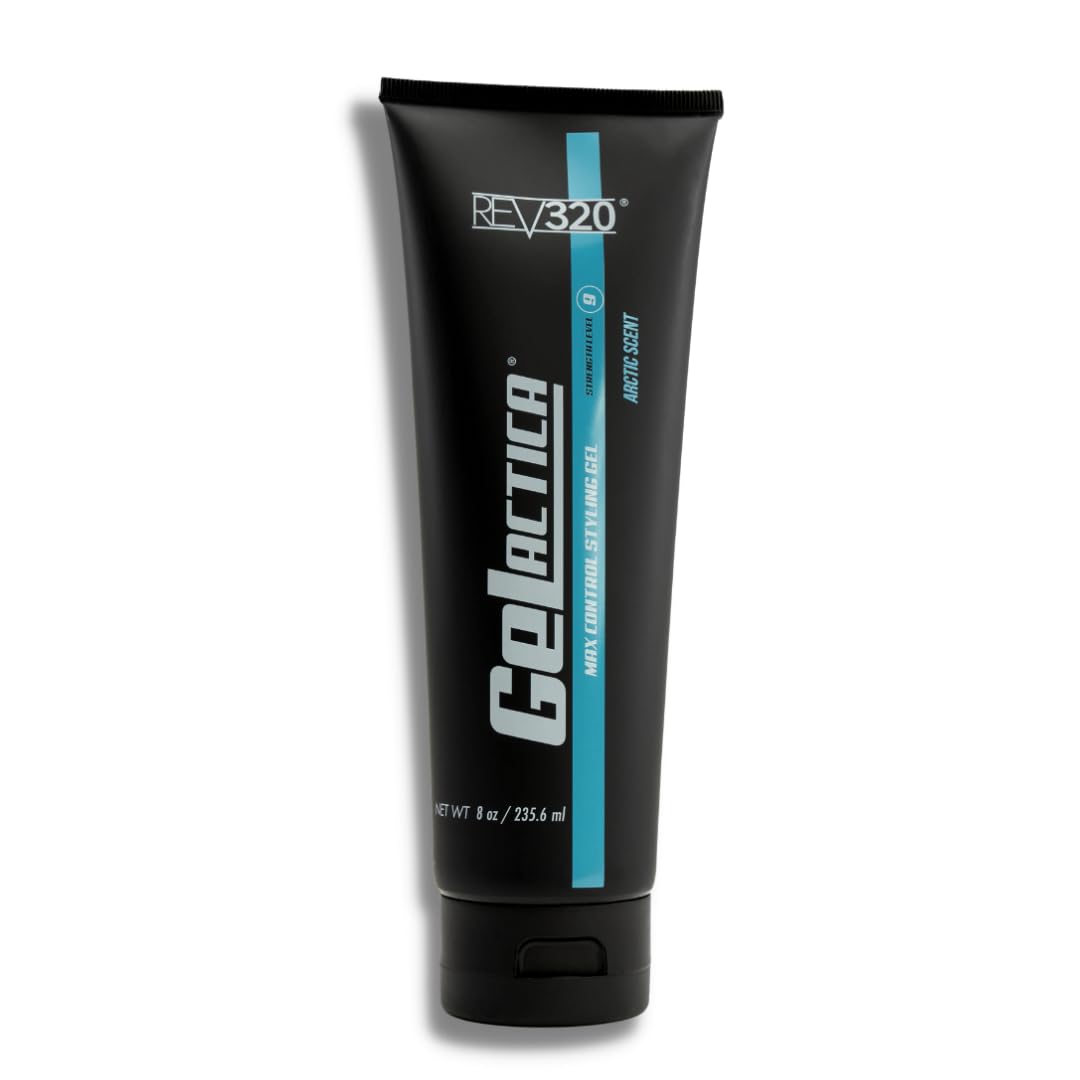 Gelactica Max Control Hair Gel for Men, Alcohol-Free, Strong Hold Styling Gel, Natural Extracts for Long-Lasting Hold and Shine, Slick Back Hair Style 8 Oz