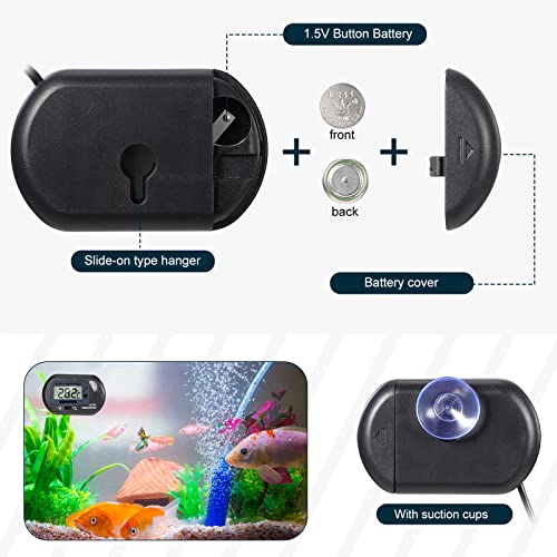 8 Pack Aquarium Thermometer Fish Tank Thermometer LCD Digital Thermometer Water Thermometer Reptile Thermometer with Suction Cup and 3.3ft Cord Fahrenheit/ Celsius for Fish Tank Terrarium Reptile