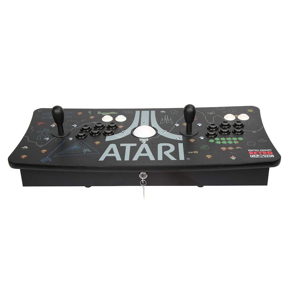 Atari Ultimate Arcade Fightstick USB Dual Joystick with Trackball 2 Player Game Controller Powered by Raspberry Pi 3B+ 1GB RAM 32GB Micro SD Card Preloaded Over 100 Classic Atari Games