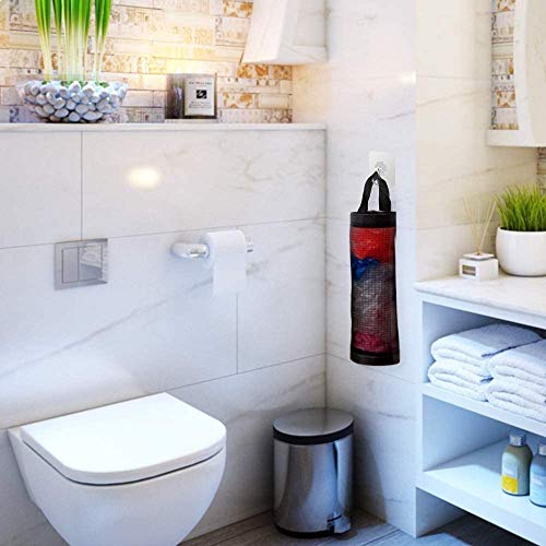 Plastic Bag Holder, Hanging Folding Mesh Garbage Bag for Home and Kitchen Plastic Bag Storage (Black 2 Pack)