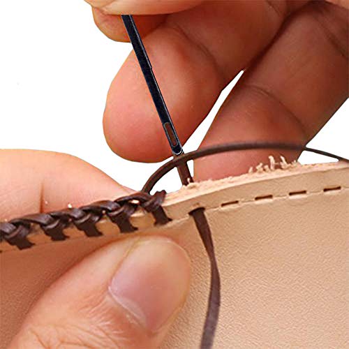 Leather Big Eye Needle, 21 Pieces 3 Sizes of Leather Needle Big Eye Needle, with 2 Leather Lacing Needles，1 Piece Needle Bottle, Leather Sewing Needle kit