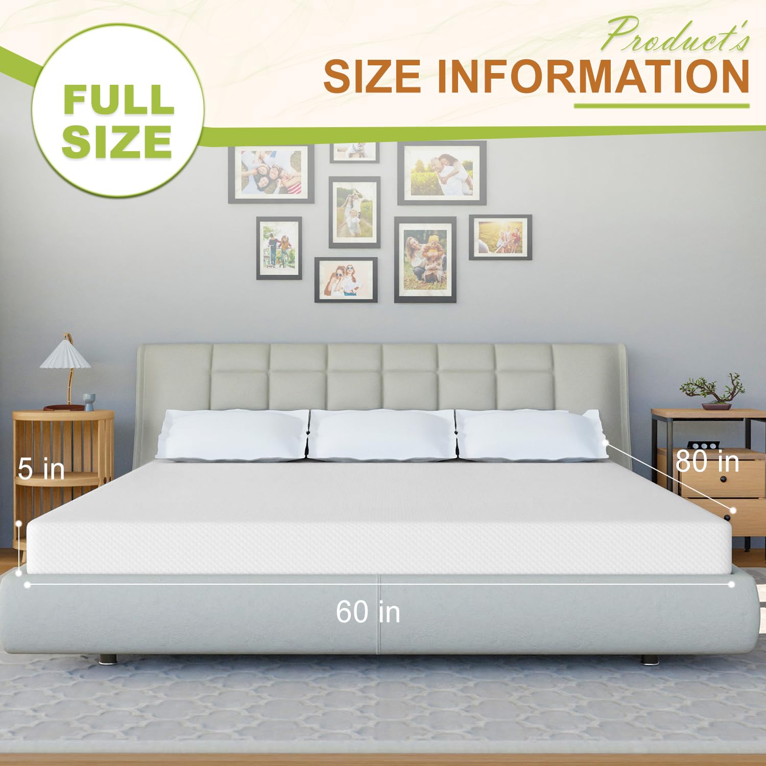 5 Inch Queen Mattress, Gel Memory Foam Queen Size Mattress, Pressure Relieving, Cooling Gel Foam, Queen Mattress in a Box, Certipur-Us Certified, Bed-in-a-Box, Queen, 80"L x 60"W x 5"Th,White