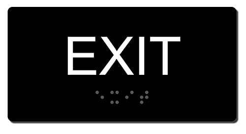 ADA Compliant Tactile Exit Sign (3" X 6" Black/White)