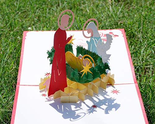 CUTPOPUP Nativity Christmas Card Pop Up, 3D Silent Night Nativity Scene Card Pop Up, Christmas Greeting Card Pop Up Card, Merry Christmas Card