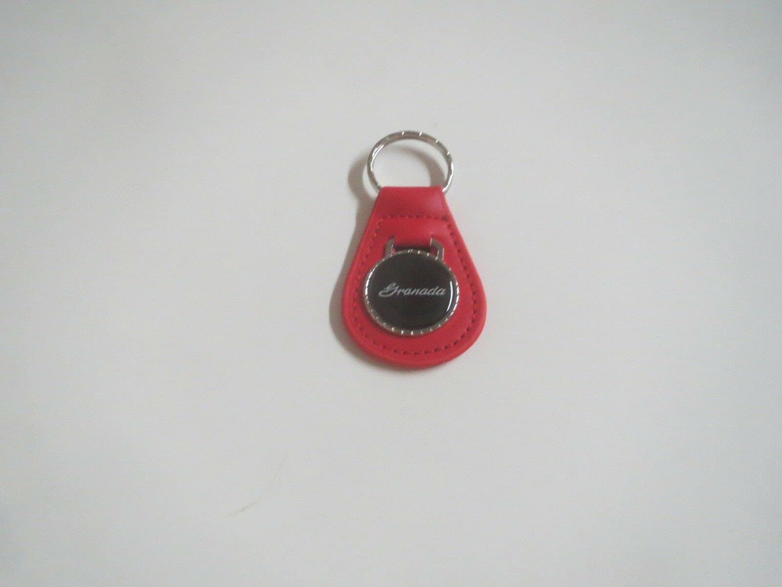 1975 1976 1977 1978 1979 1980 1981 1982 GRANADA SCRIPT LOGO LEATHER KEYCHAIN - RED