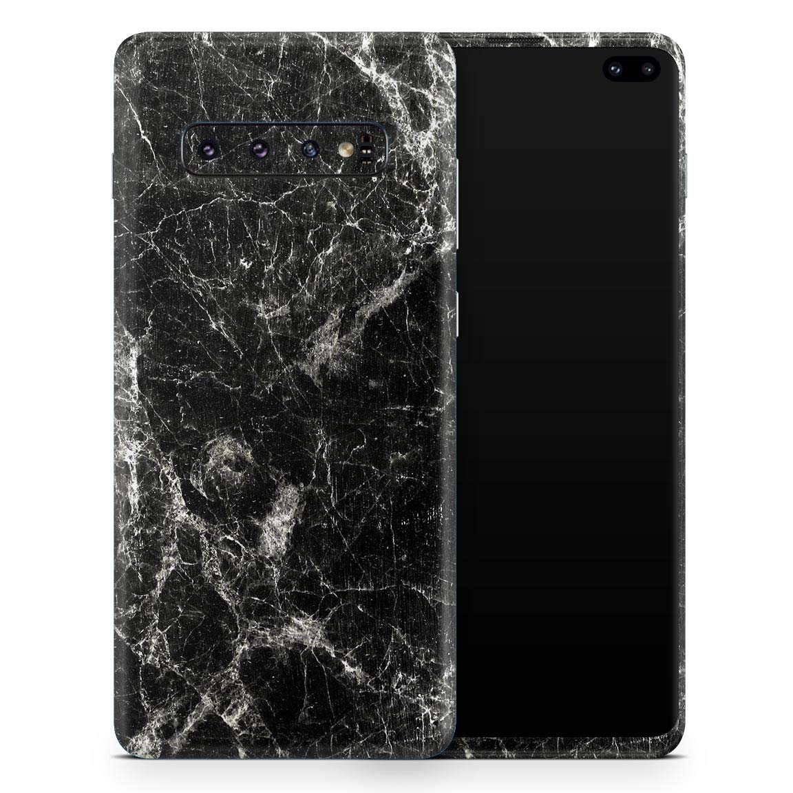 DesignSkinz Black Scratched Marble 2 Protective Vinyl Decal Wrap Skin Cover Compatible with The Samsung Galaxy S20 (Screen Trim & Back Glass Skin)