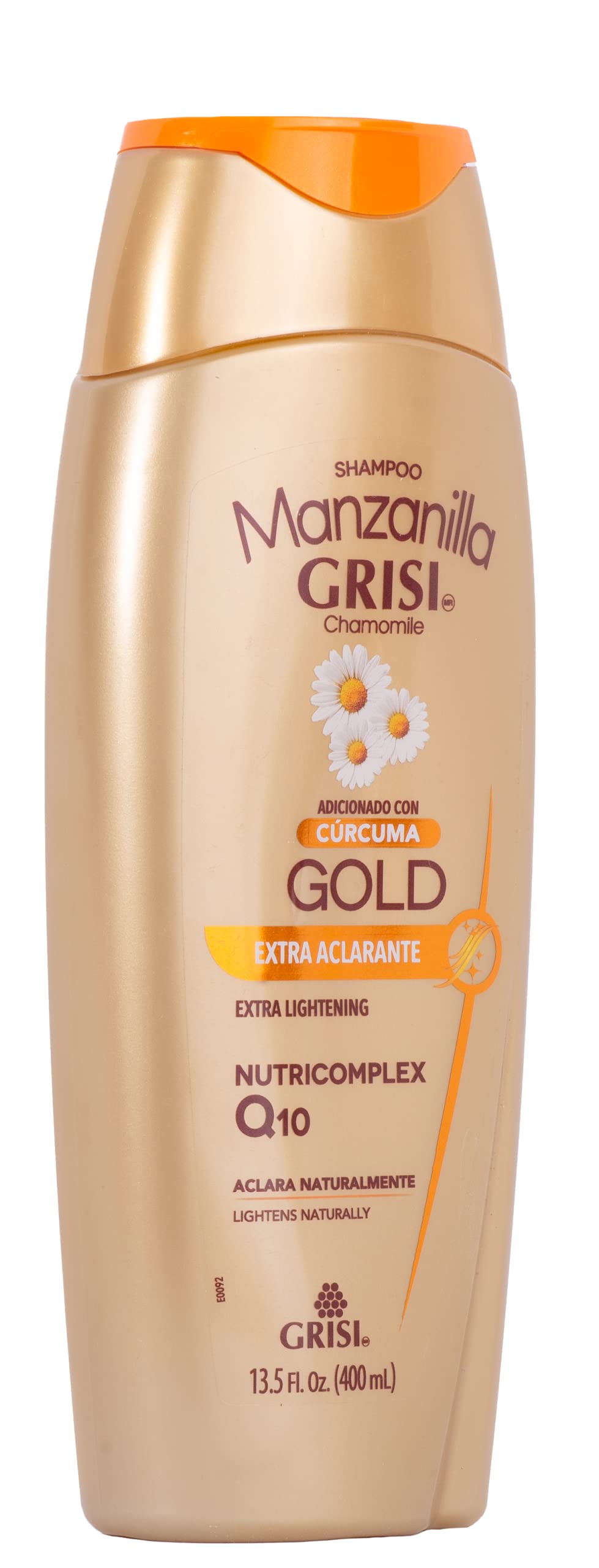 Manzanilla Grisi Gold Extra Lightening Shampoo Cleansing and Extra Lightening with Chamomile Extract and Turmeric Lightens Naturally Soft and Luminous Hair, 2 Pack of 13.5 FL Oz, Bottles, 2 Count