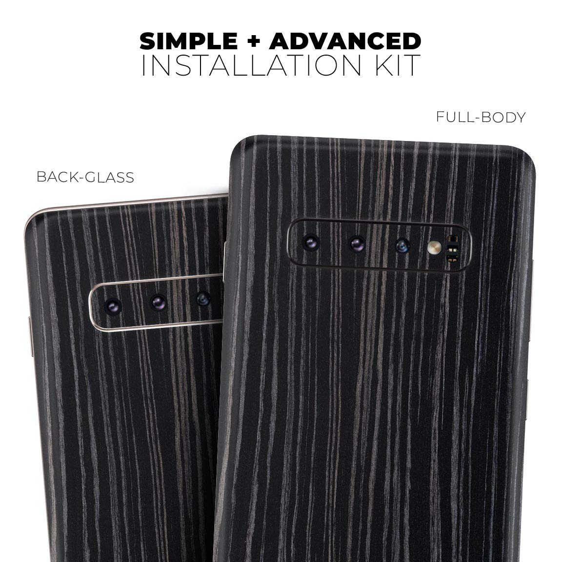 DesignSkinz Black Wood Texture 2 Protective Vinyl Decal Wrap Skin Cover Compatible with The Samsung Galaxy S20 (Screen Trim & Back Glass Skin)