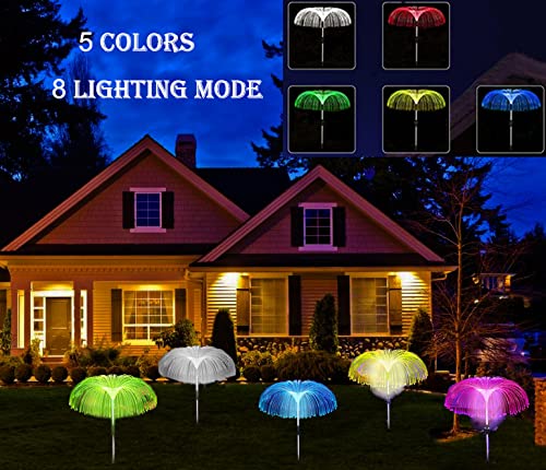 Atildp Upgraded Solar Garden Lights, 5 Pack Solar Jellyfish Lights with 8 Flash Mode Remote Control, Multi-Color Solar Lights Outdoor for Backyard Christmas Party Wedding Birthday