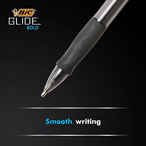BIC Atlantis Velocity Bold Retractable Ball Pen, Bold Point (1.6mm), Blue, 12-Count, Rubber Grip for Comfortable Writing