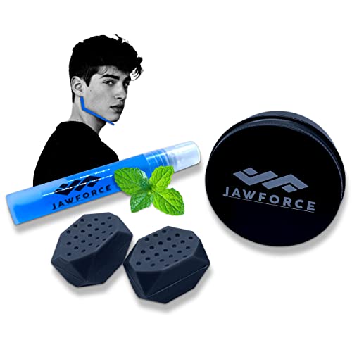 JawForce Jaw Exerciser for Men & Women, Small Size Jawline Exerciser with Breath Freshener - Define your Jawline and Neck - Black Advanced Level