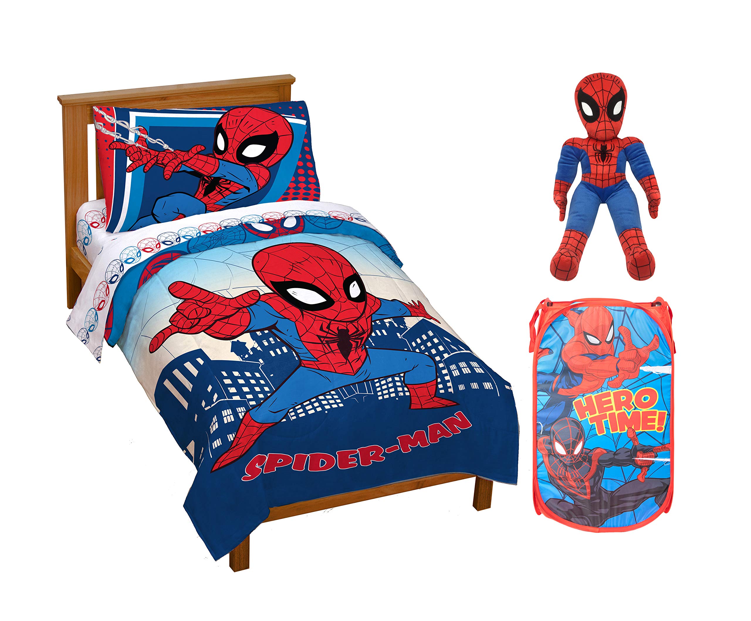 Jay Franco Marvel Super Hero Adventures Go Spidey Toddler 6-Piece Bedding Bundle- Includes Bed Set, Hamper, Pillow Buddy