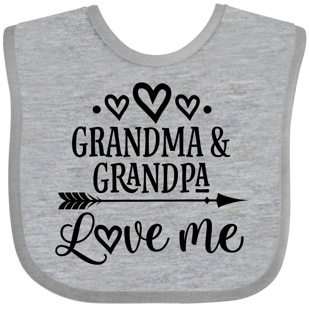 inktastic Grandma Grandpa Love Me Arrow Baby Bib Heather Grey 2dfa0
