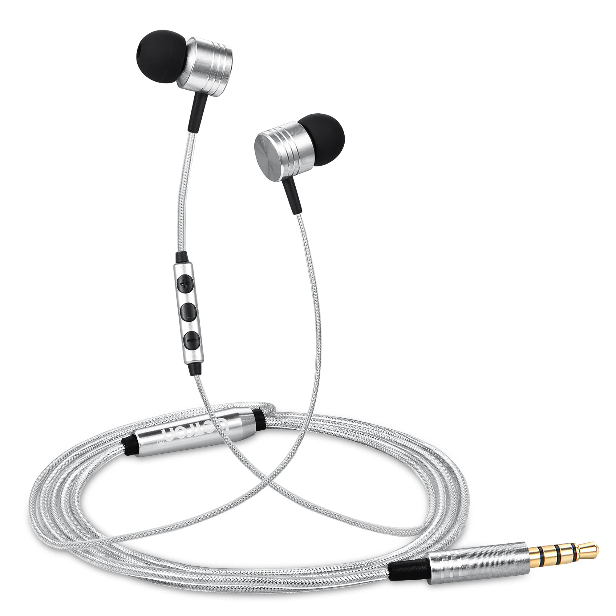 Betron B650 Earphones Wired Headphones in Ear Noise Isolating Earbuds with Microphone and Volume Control Powerful Bass Driven Sound, 10mm Large Drivers