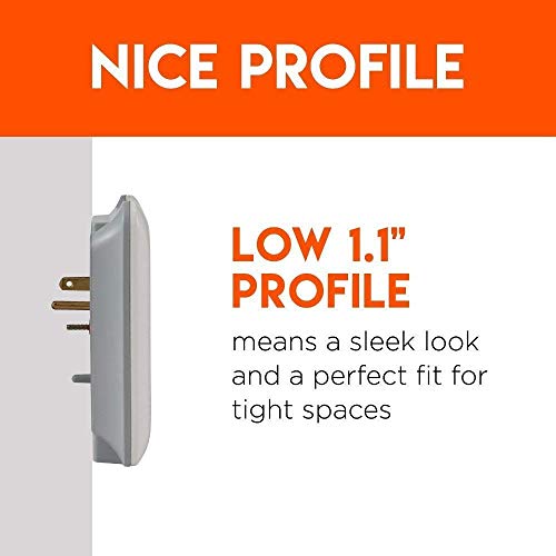 ECHOGEAR Outlet Extender Multiplug with 3 AC Outlets & 2 USB Ports β Low Profile Design Sits Just 1.1" from Wall - Protects Your Gear with 540 Joules of Surge Protection