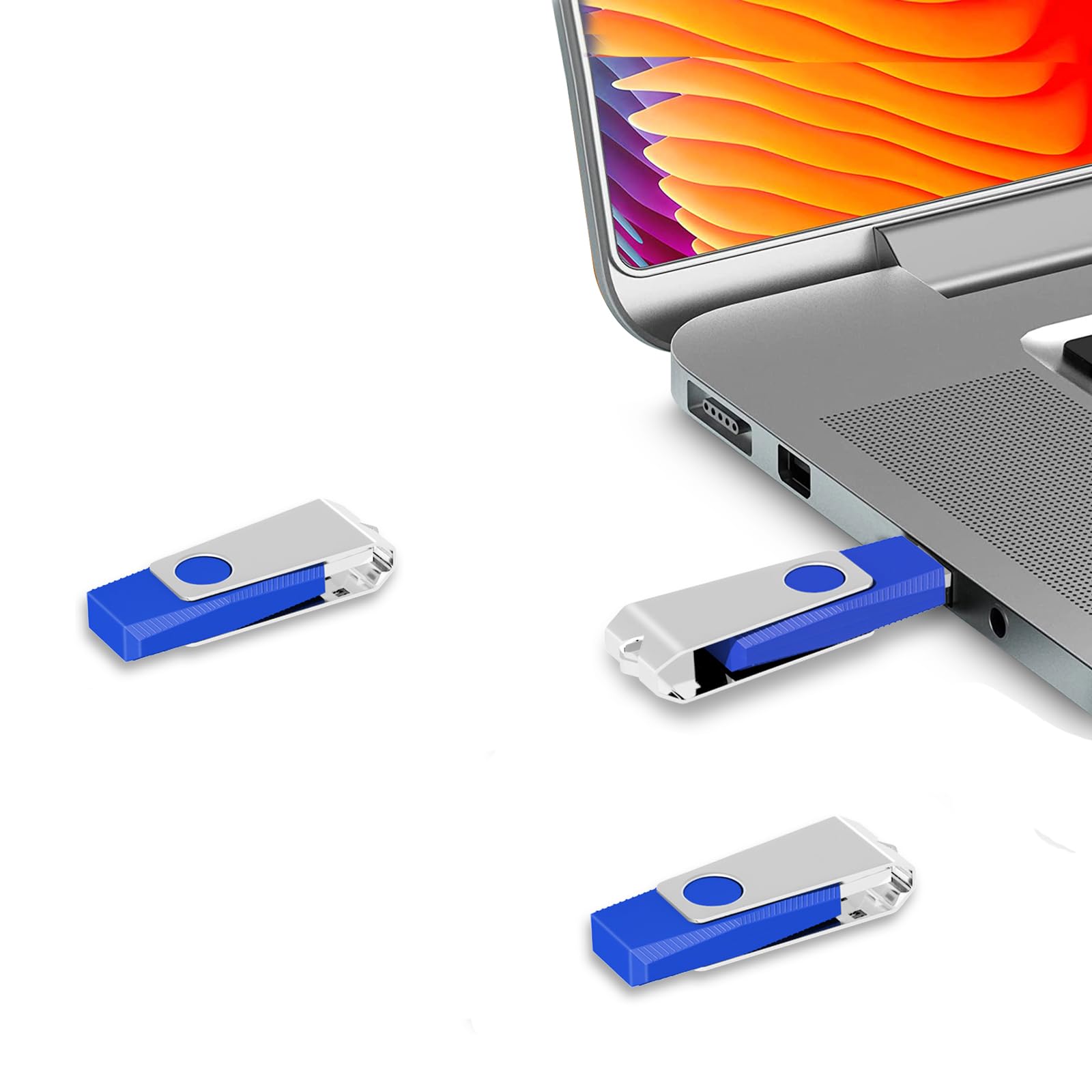 20PCS 2GB Bulk Flash Drives USB 2.0, EASTBULL Swivel Thumb Drives USB Drives Bulk (10 Colors, 20 Units)