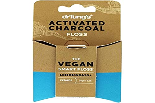 DrTung's Vegan Activated Charcoal Floss, Natural Lemongrass Flavor Dental Floss 1 Pack