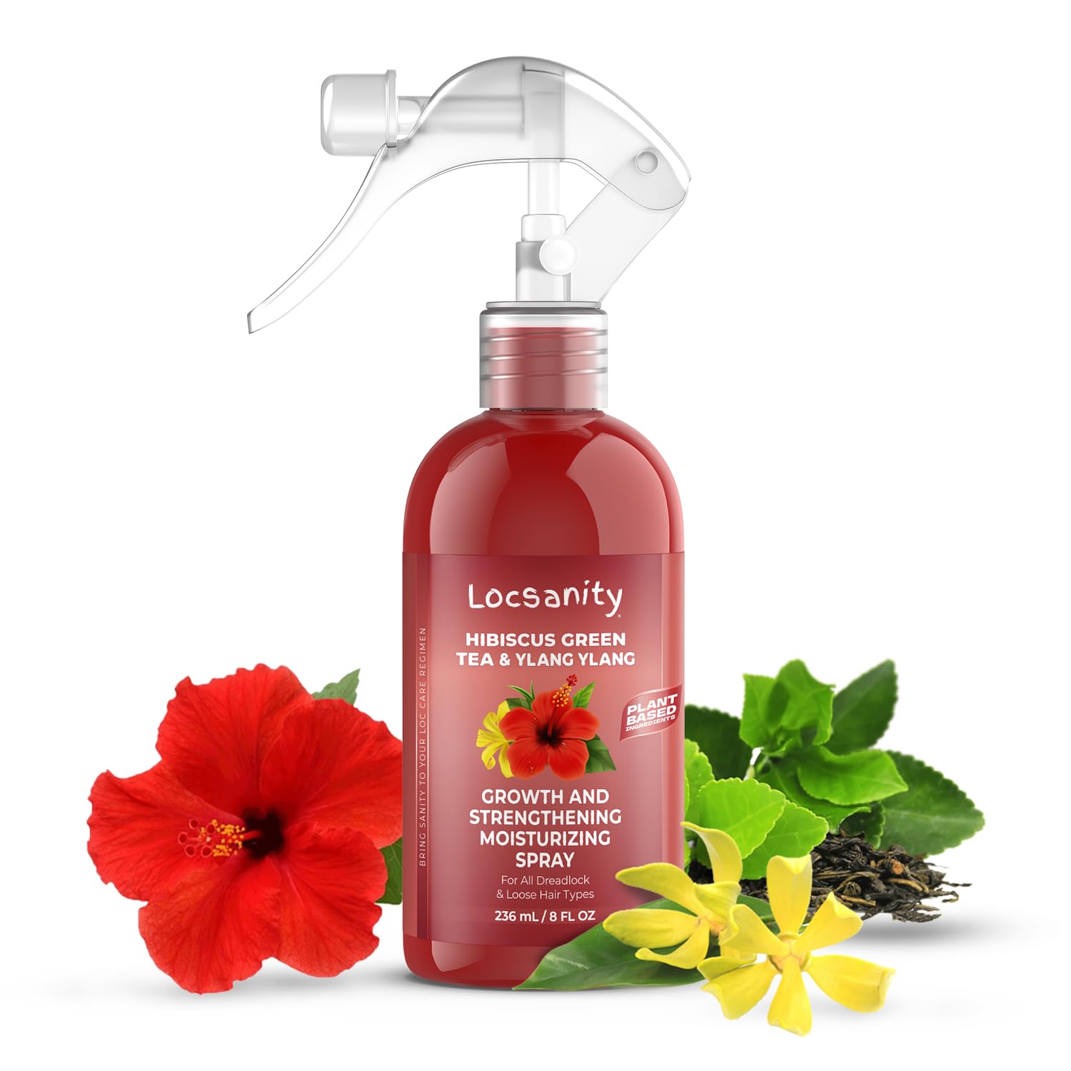 Locsanity Hibiscus Green Tea Hair Growth Spray for Dreadlocks and Loose Hairstyles Hair Care Treatment – Loc Moisturizer for Thicker, Fuller, Longer Hair (8oz)