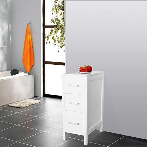 eclife 12" Bathroom Cabinet 3 Drawer Organizer Free Standing Single Vanity, Small Nightstand, White Vanity MDF Vertical Dresser Storage Tower Vanity, Bedroom/Bathroom/Entryway B11W