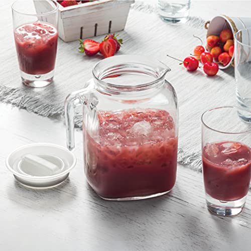 Bormioli Rocco Hermetic Seal Glass Pitcher With Lid and Spout [68 Ounce] Great for Homemade Juice & Cold Tea or for Glass Milk Bottles