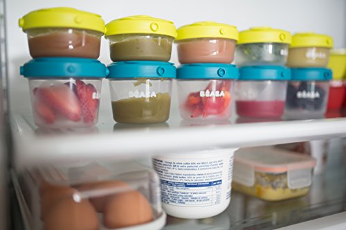 BEABA Clip Containers, Set of 6, 7 oz, Baby Food Storage Containers with Lid, Reusable Baby + Toddler Snack Containers, Freezer & Dishwasher Safe, Peacock