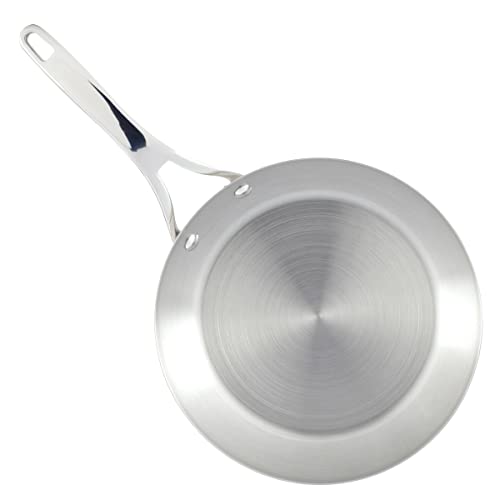 Anolon Nouvelle Stainless Stainless Steel Frying Pan / Fry Pan / Stainless Steel Skillet with Lid - 12 Inch, Silver