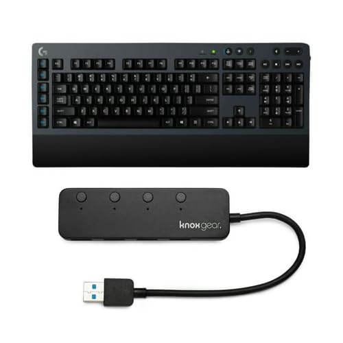 Logitech G613 Lightspeed Wireless Mechanical Gaming Keyboard with Knox 3.0 4 Port USB HUB Bundle