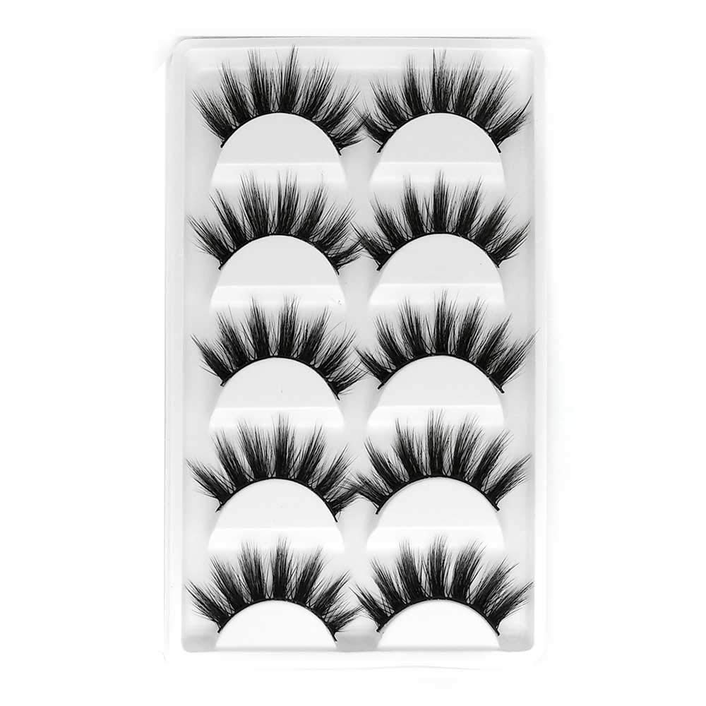 GGOKOK False Eyelashes 3D Faux Mink Eyelashes Handmade Luxurious Volume Fluffy Natural False Eyelashes Fluffy Long Soft Reusable Eyes Lashes Dramatic Eyelashes 5 Pairs