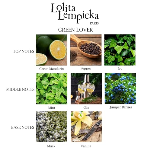 Lolita Lempicka Green Lover Eau De Toilette Spray for Men - Fresh Masculine Scent w/Notes of Gin, Juniper, & Peppermint - Ideal for Daily Wear and Special Events - 3.4 Oz