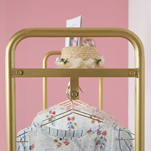 HOMEKAYT Gold Clothing Rack Modern Boutique Display Rack with 2-Tier Shelf Full Metal Garment Rack Multiple Uses Hanging Rack for Home and Retail (47.2ββL)