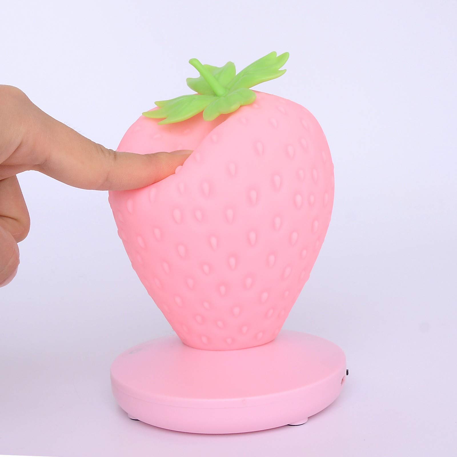 Nesee Children's Night Light,Cute Silicone Strawberry Lamp Children's Bedside Color Changing Lamp,USB Rechargeable,3 Modes Touch Switch Gift for Birthday,Christmas (Pink)