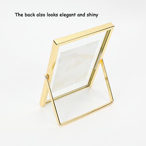 AhaGo Floating Picture Frame (Gold, 4"x6"), For Multiple Photo Sizes (3x5, 2x3, 1x2), Vertical Adjustable Tabletop/Shelf Photo Frame, Classy Gift Choice for Halloween, Thanksgiving, Christmas, Home or Wedding Decorationā¦