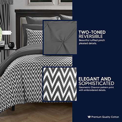 Chic Home CS0576-AN 20 Piece Jacksonville Reversible Chevron Pattern Comforter Set, King, Grey