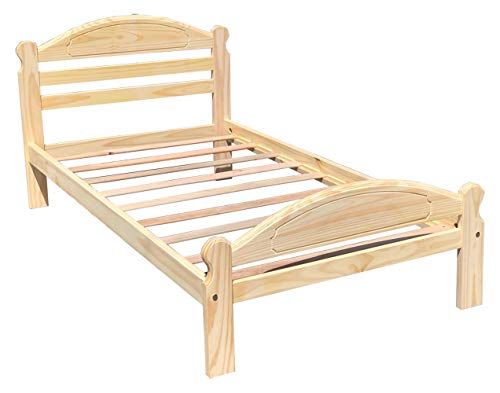Arizona Twin Bed with Trundle Solid Pine Wooden Trundle Bed Hardwood Slats Support Unfinished Suitable for Boys Girls Kids Bedroom Single Wooden Bed Frame