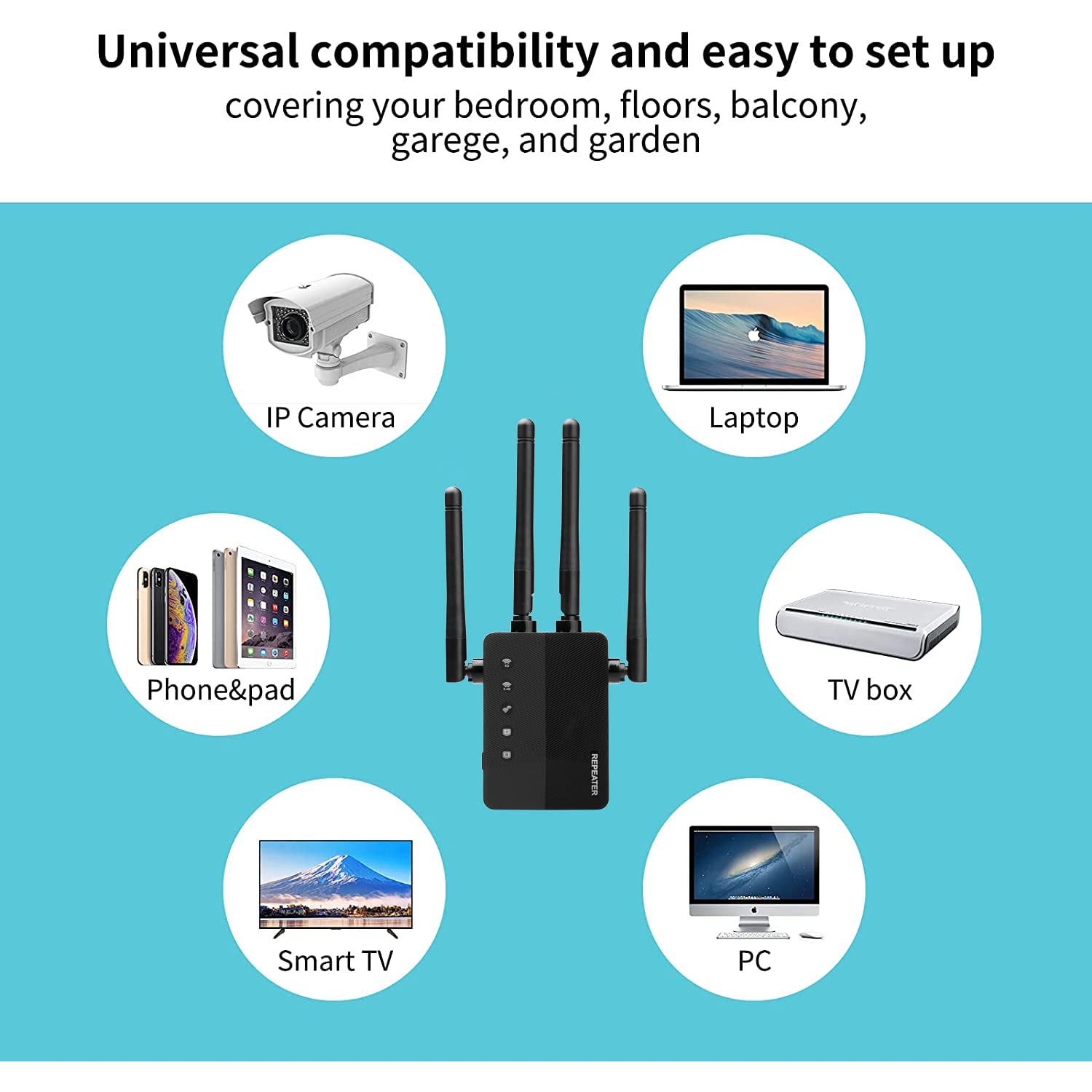 2022 WiFi Extender Signal Long Range Coverage to 8500sq.ft and 45+ Devices, Internet Booster for Home, Wireless Internet Repeater and Signal Amplifier, 5 Modes, Easy Setup
